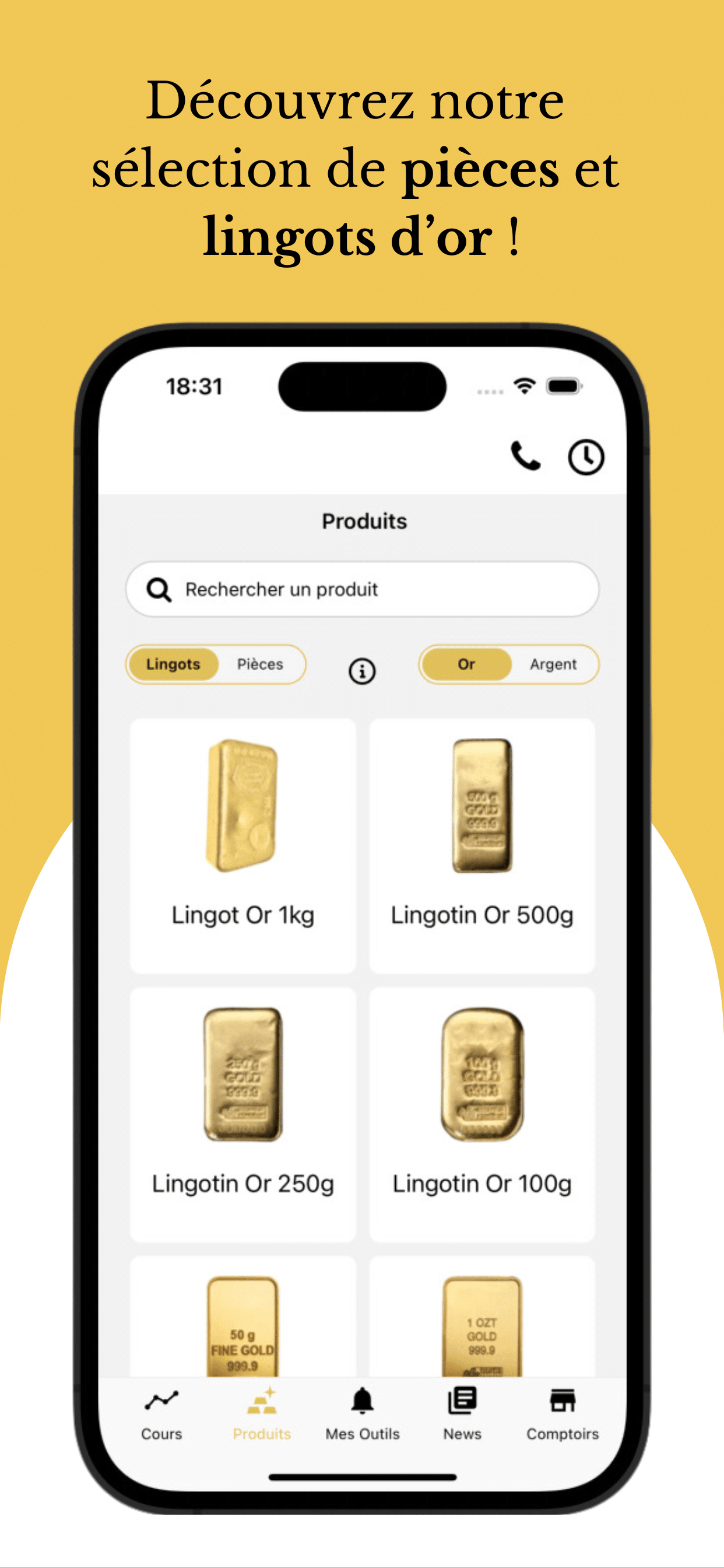 Cours de l'Or en temps réel | Prix de l'or boursable (Lingot Pièce Or)